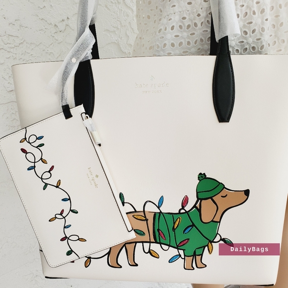 kate spade | Bags | Beautiful Kate Spade Large Tote Claude Dachsund Dog ...